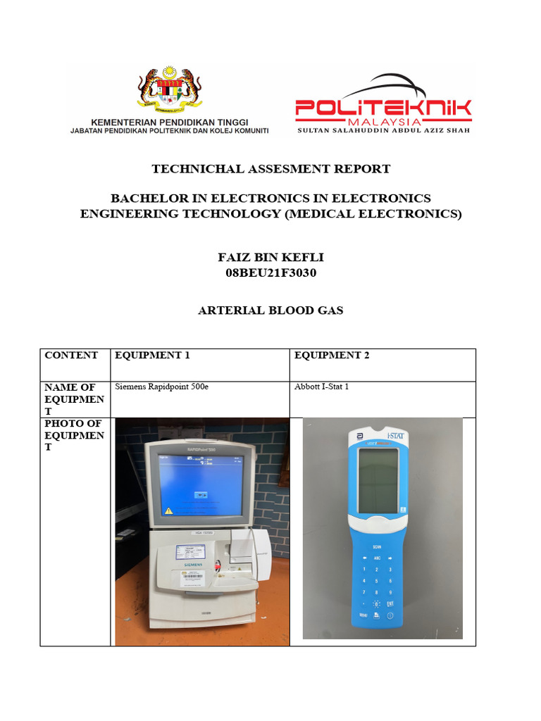 Comparison Abott I Stat 1 and Rapid Point 500e | PDF | Abbott Laboratories | Siemens
