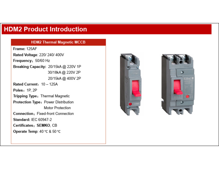 HDM2 Thermal Magnetic MCCB Overview | PDF