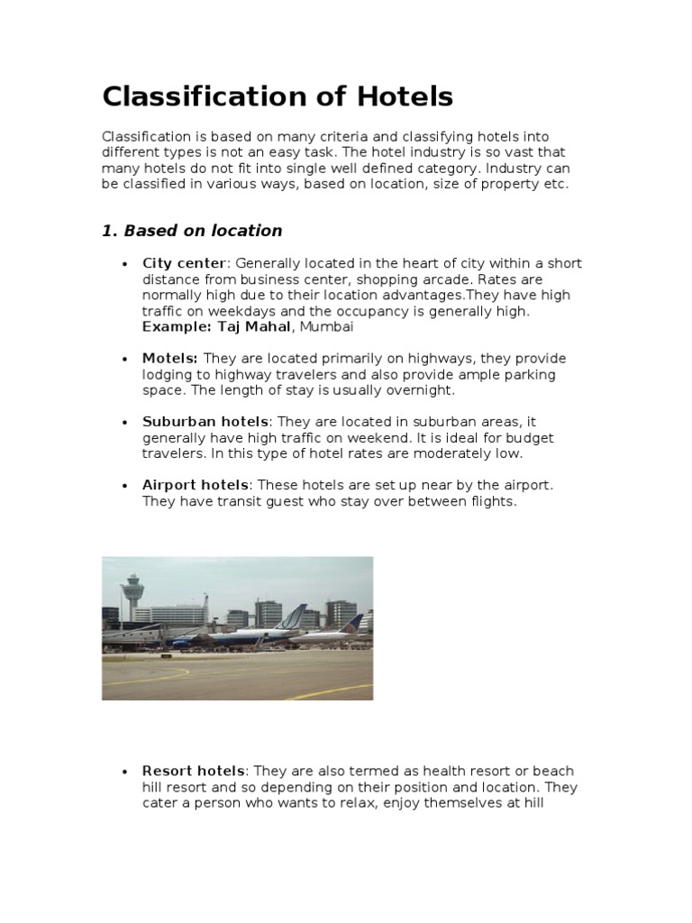 Classification of Hotels | PDF | Hotel | Hospitality Industry