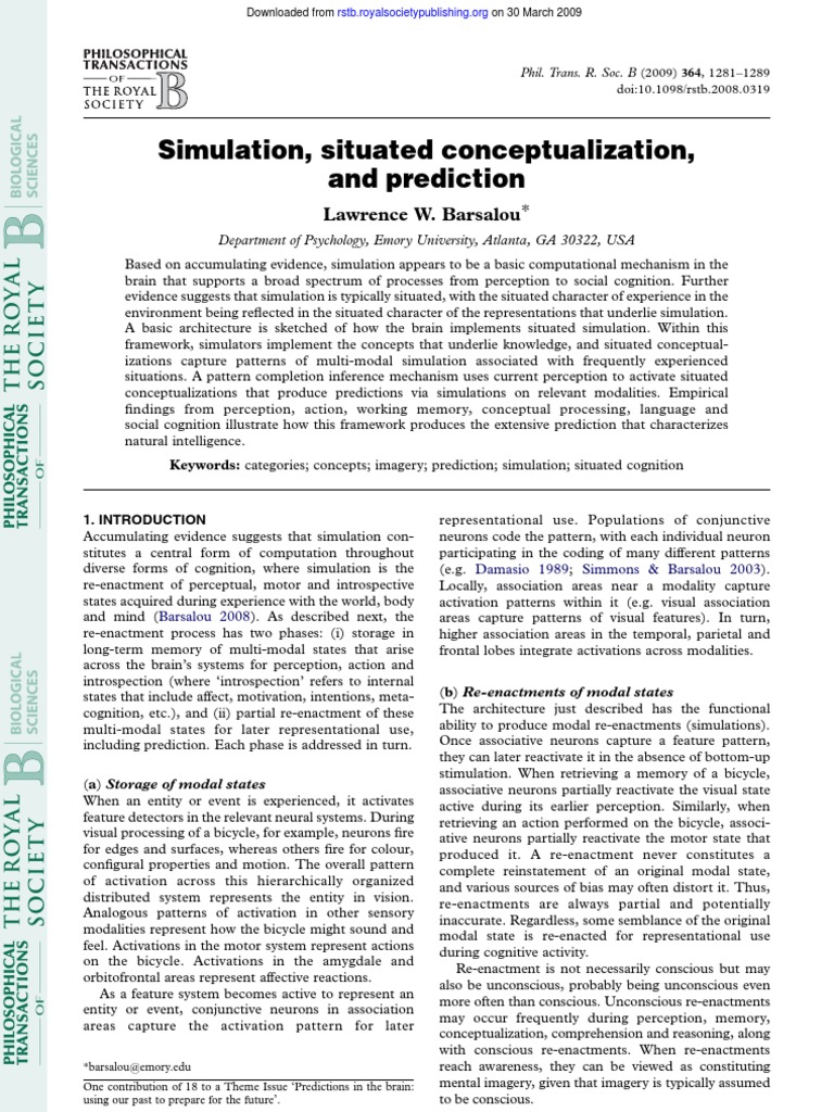 Barsalou+2009 Simulation,+Situated+Conceptualization,+and+Prediction ... Barsalou+2009 Simulation,+Situated+Conceptualization,+and+Prediction ...
