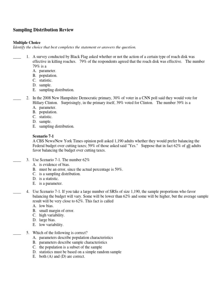 Sampling Distribution Review | Download Free PDF | Standard Deviation ...