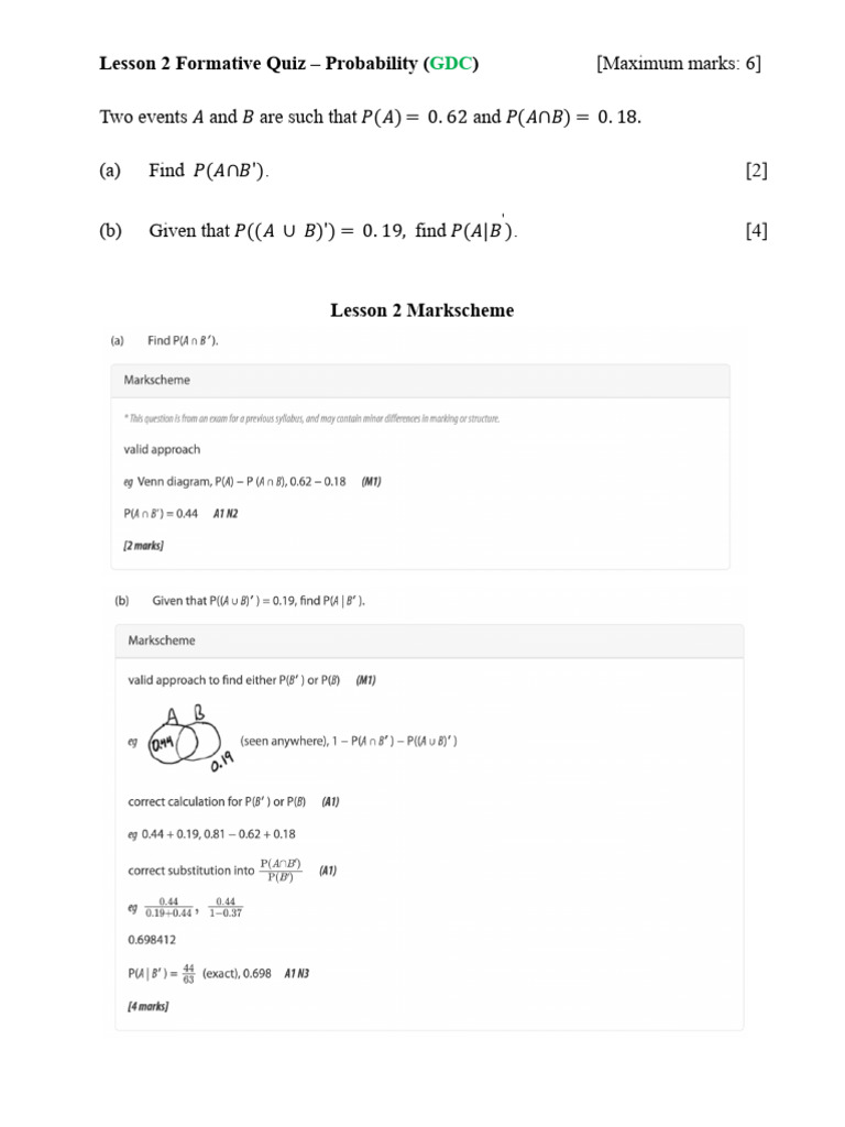 2324 Unit 7 Formative Quizzes | PDF | Mental Chronometry | Probability ...