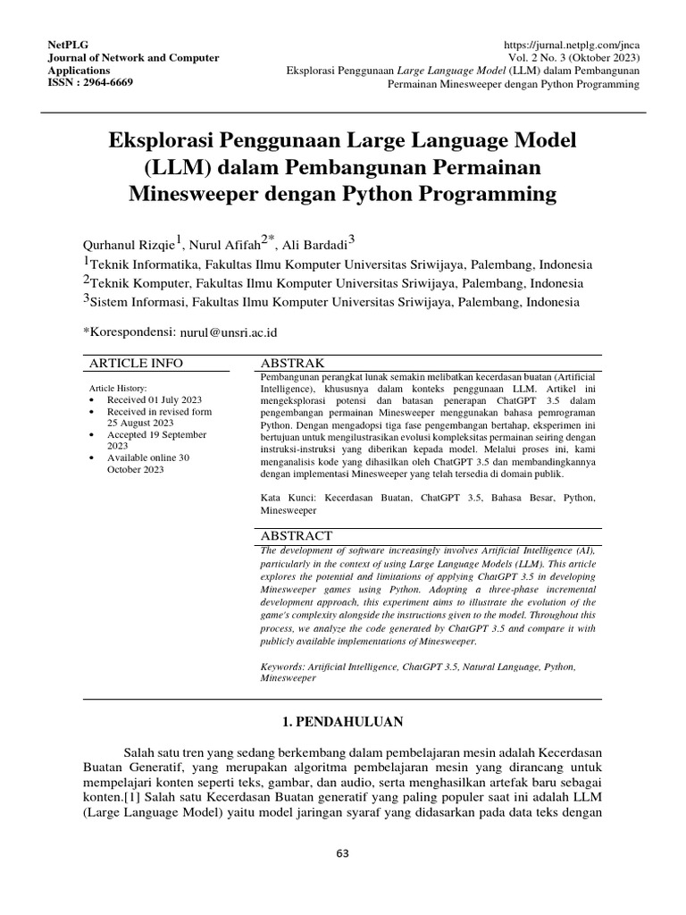 LLM dalam Pengembangan Minesweeper Python | PDF | Komputer