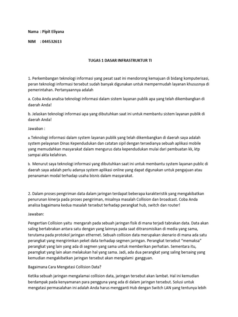 Tugas 1 Dasar Infrastruktur TI | PDF