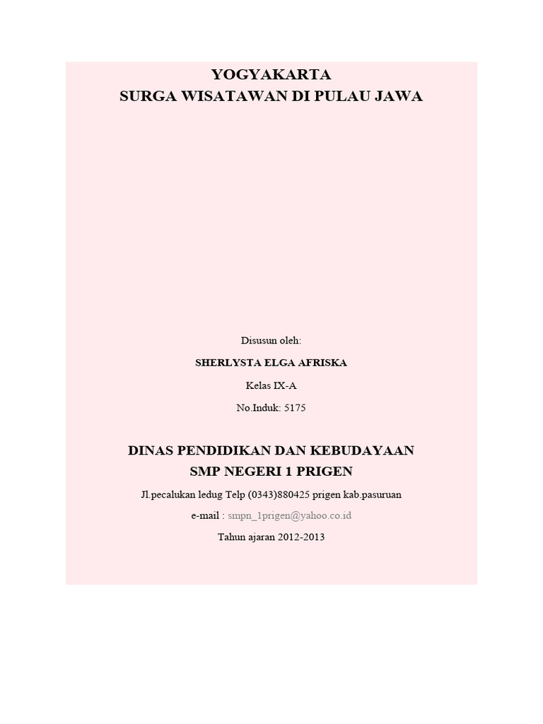 Contoh Laporan Karya Wisata Yogyakarta | PDF