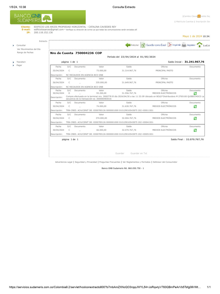 Consulta Extracto | PDF