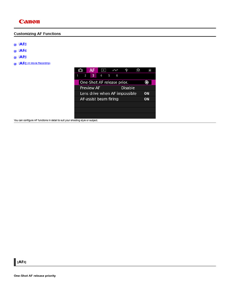 Advanced AF Settings Guide | PDF | Autofocus | Camera Lens