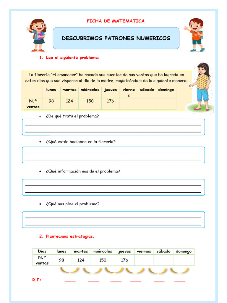 Ficha Mate Mart 7 Problemas Con Patrones Numericos | PDF