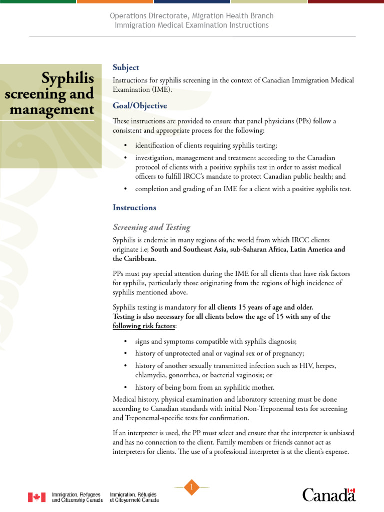 Syphilis Screening Guidelines for IME | PDF | Sexually Transmitted ...