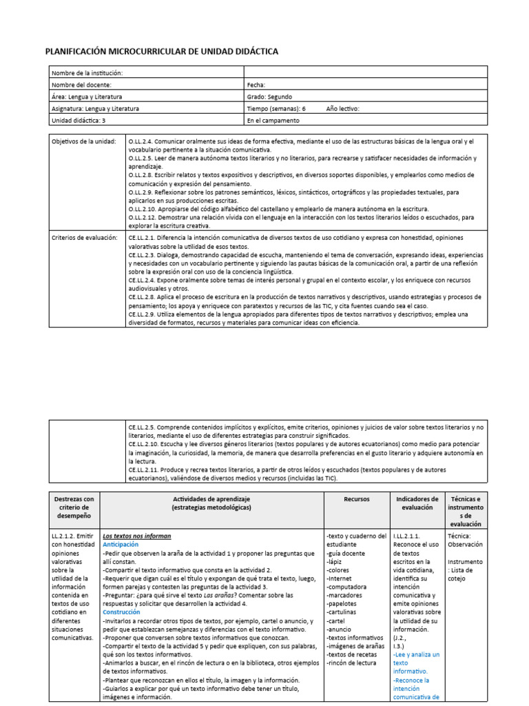 Plan L2 U3 | PDF | Palabra | Comunicación