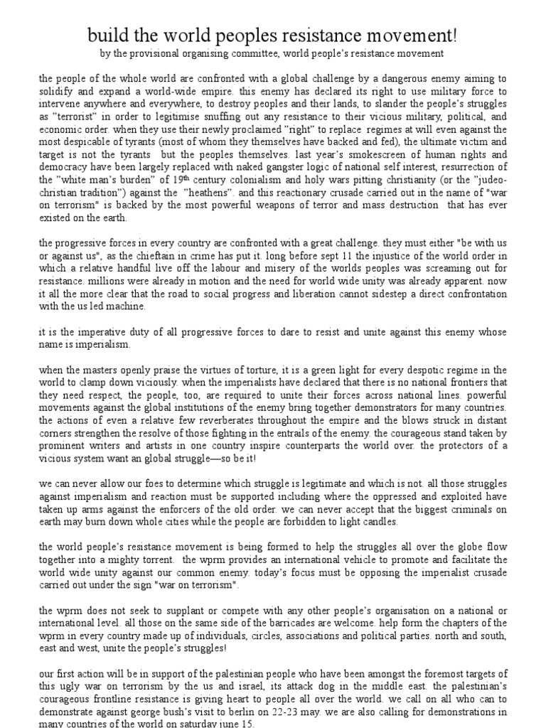 WPRM en | PDF | Imperialism | Resistance Movements
