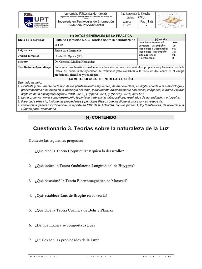 Lista de Ejercicios 3 | PDF | Física | Ligero