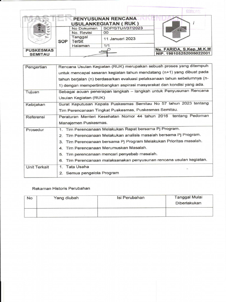 1.1.1.d SOP Penyusunan RUK | PDF