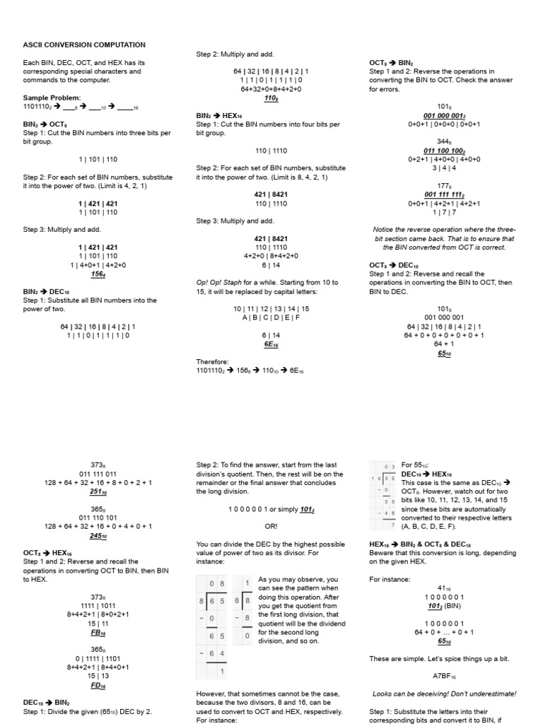 ELEC111 - (2) ASCII Code Conversion Methods | PDF | Algorithms ...