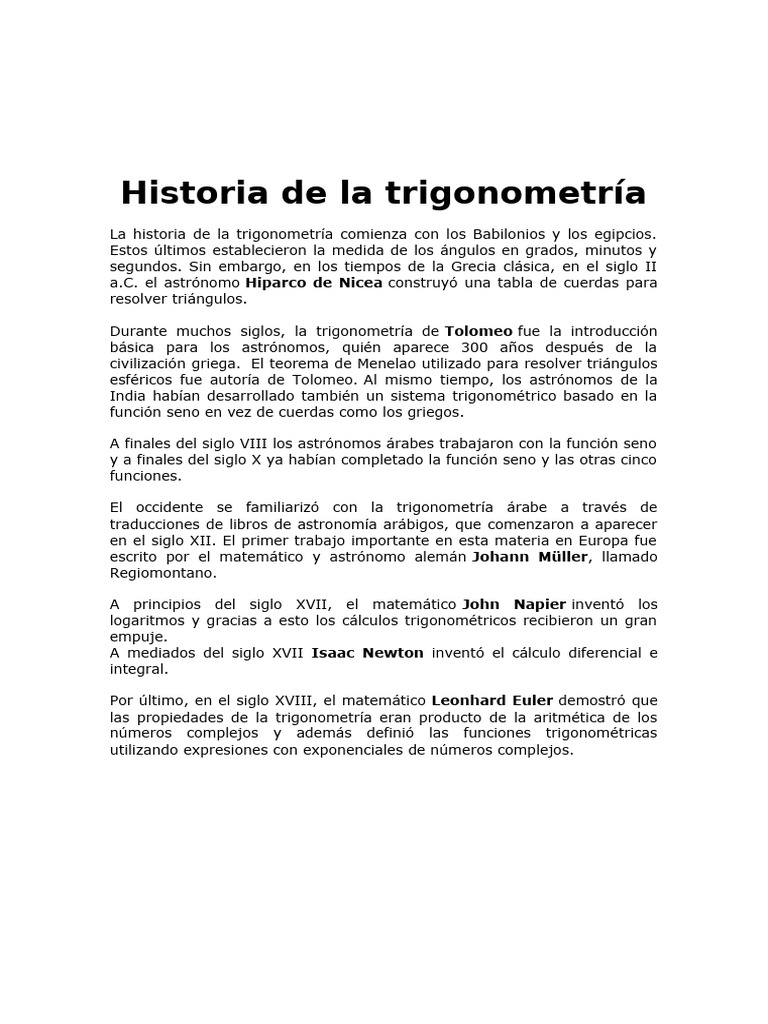 Historia de La Trigonometria | PDF | Matemáticas