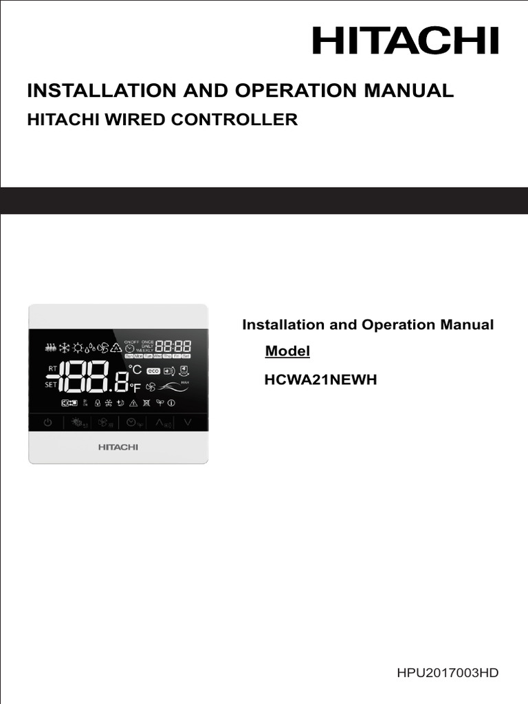 Hitachi Wired Controller Manual | PDF | Air Conditioning | Clock