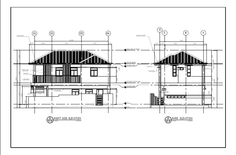 Right Side and Rare Elevation Drawings | PDF | Building Engineering