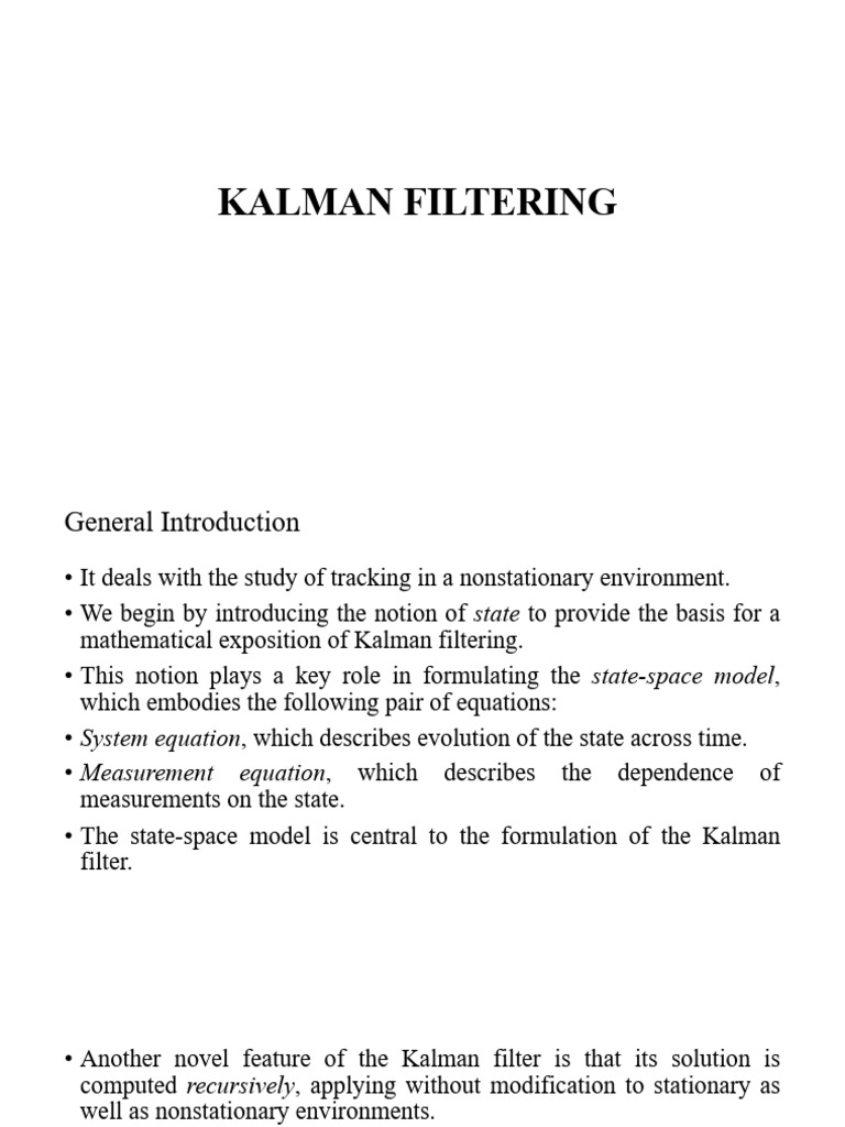 Kalman Filtering | PDF | Kalman Filter | Autocorrelation