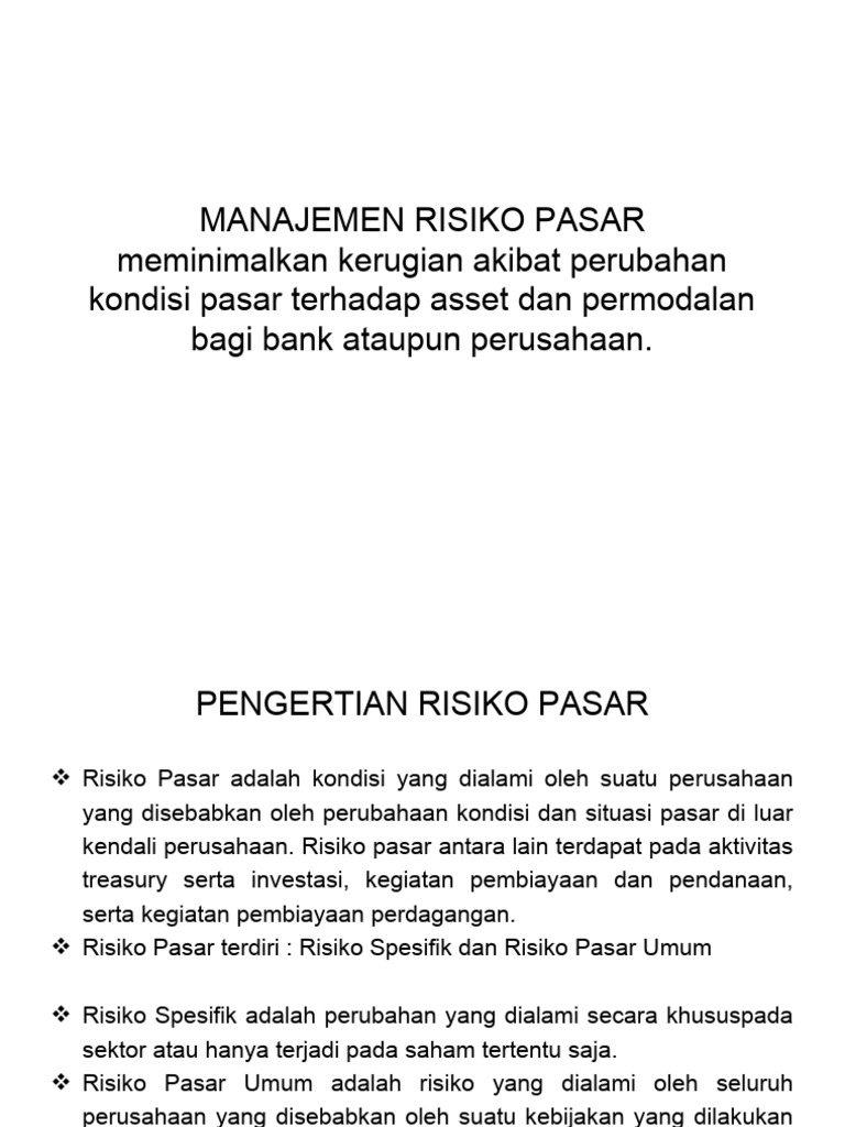 Definisi dan Jenis Risiko Pasar | PDF