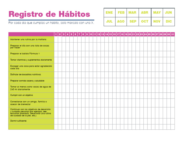 Ficha Registro de Hábitos Completa | PDF