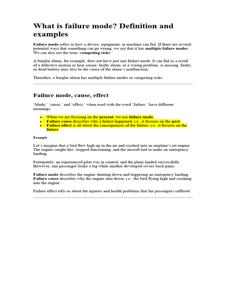 Failure Mode | PDF | Failure | Security Alarm