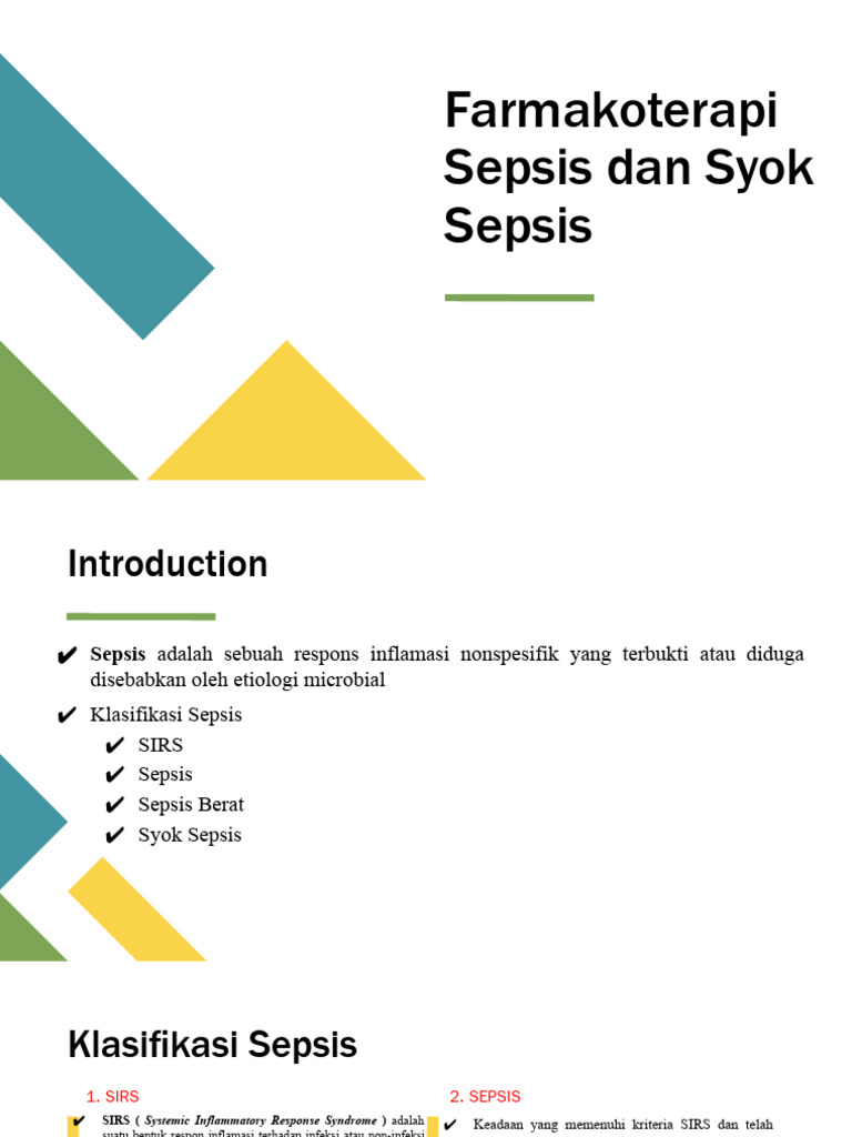 Farmakoterapi Sepsis Dan Syok Sepsis - FSO 2 | PDF