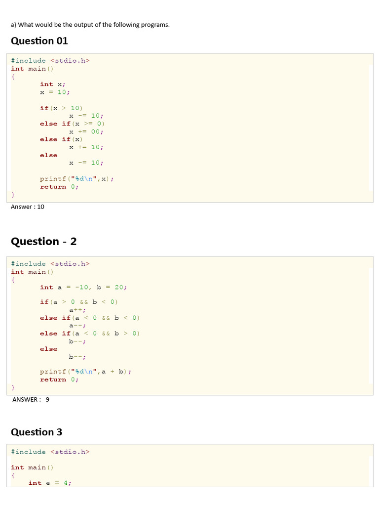 C Programming Output and Error Analysis | PDF | Teaching Methods & Materials | Technology ...
