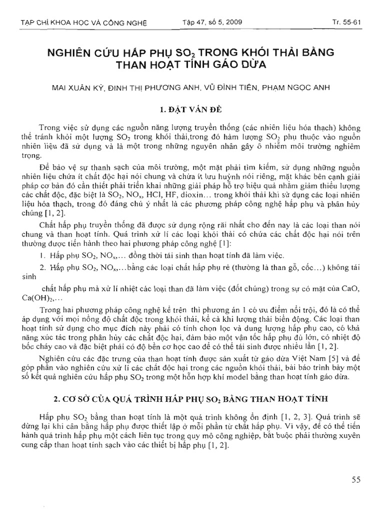 (123doc) - Tai-Lieu-Bao-Cao-Nghien-Cuu-Hap-Phu-S02-Trong-Khoi-Thai-Bang-Than-Hoat-Tinh-Gao-Dua | PDF