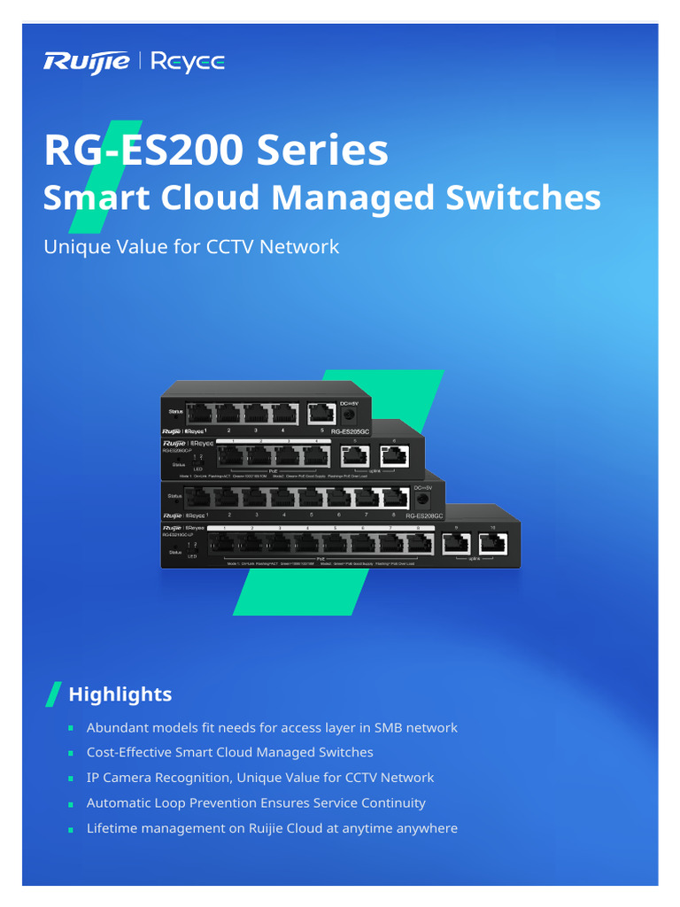 RG-ES200 datasheet1.30 | PDF | Cloud Computing | Network Switch