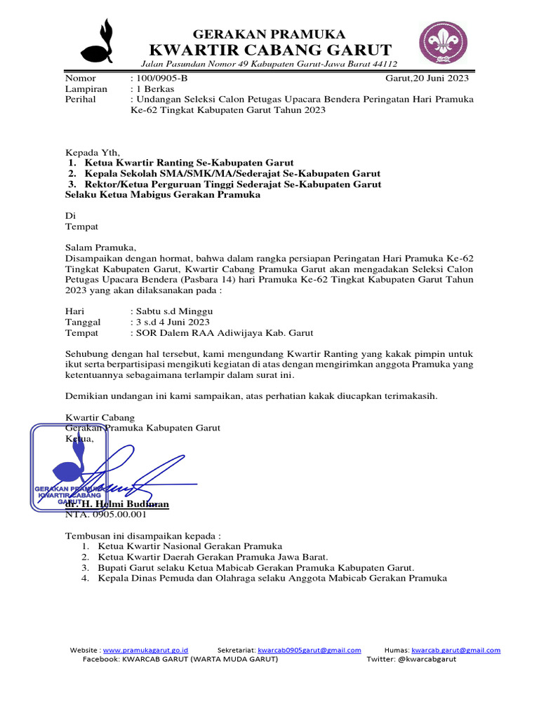 100 Edaran Seleksi Pasbara 14 Tahun 2023 | PDF