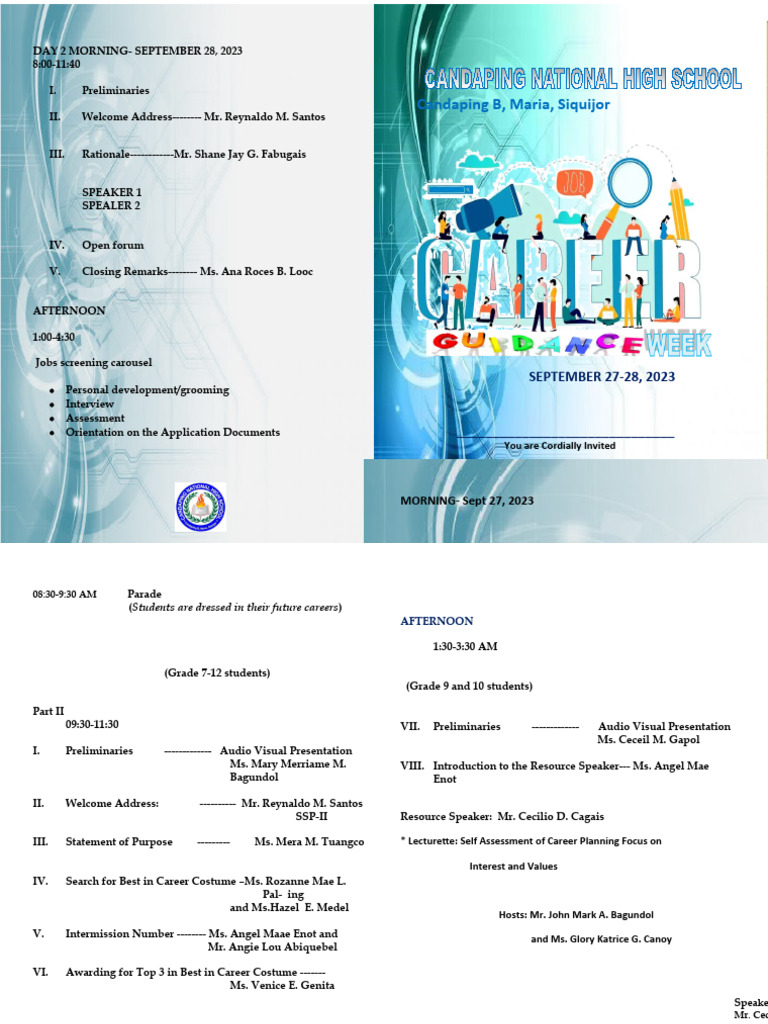 career guidance 3-day program 2023-2024 | PDF