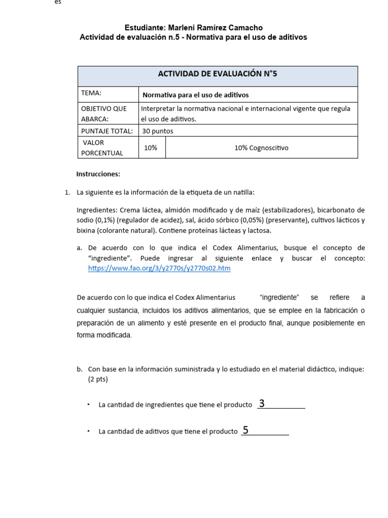 Marleni Ramírez Actividad5 | PDF | Panes | Alimentos