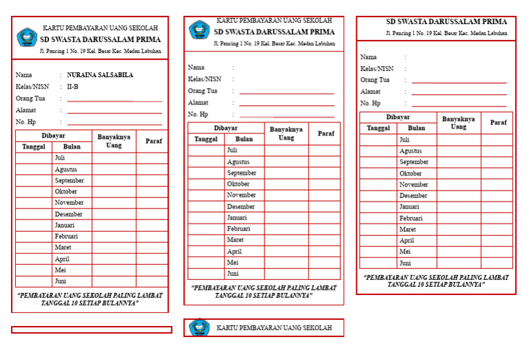 Form Kartu SPP | PDF