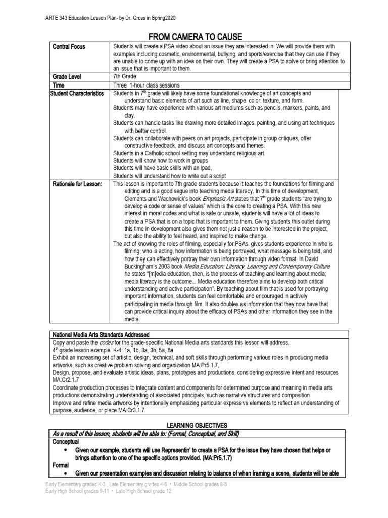 7th Grade PSA Video Project | PDF | Information | Lesson Plan