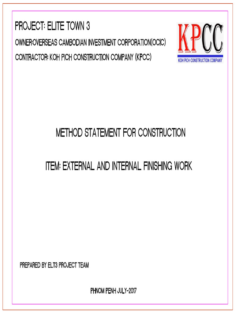 Methode Statement For Brick Work | PDF