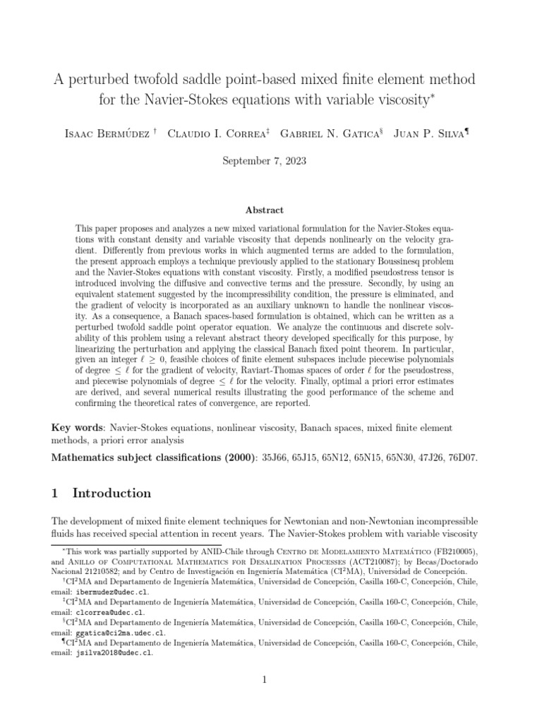 Bermudez Correa Gatica Silva | Download Free PDF | Navier–Stokes Equations | Finite Element Method