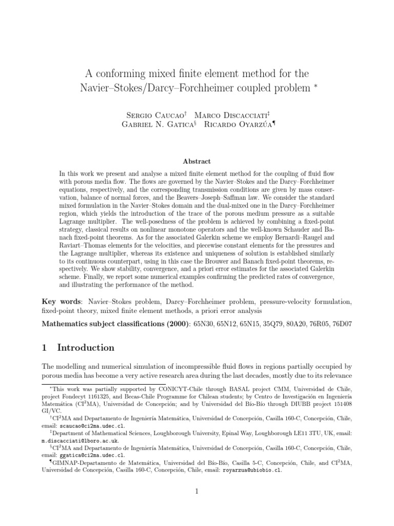 A Conforming Mixed Finite Element Method For The Navier-Stokes:Darcy ... A Conforming Mixed Finite Element Method For The Navier-Stokes:Darcy ...