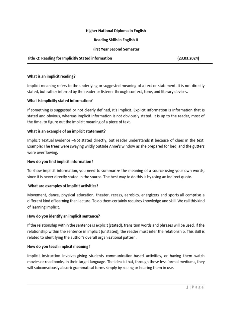 Implicit Pdf Information Communication