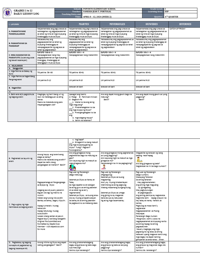 DLL - Esp 1 - Q4 - W2 | PDF