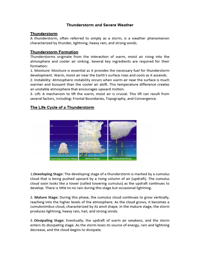 Thunderstorm Formation and Hazards Guide | PDF | Thunderstorm ...