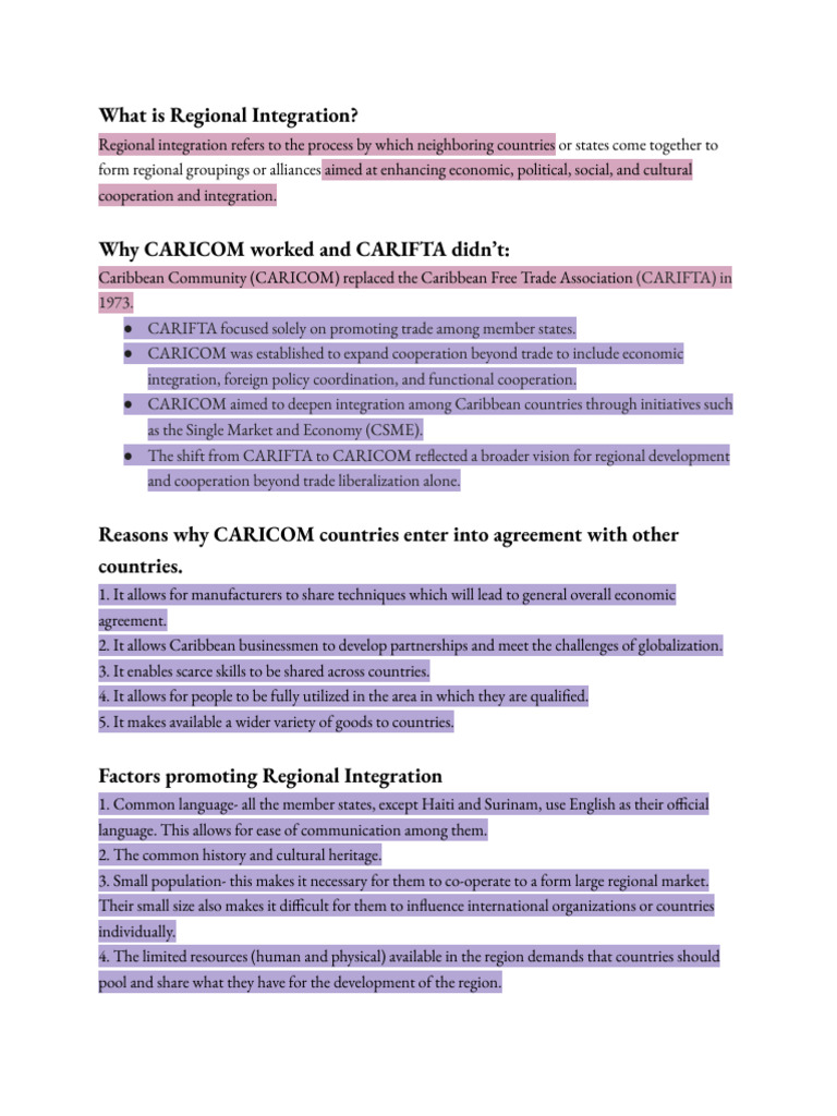 Regional Integration | PDF | Caribbean | International Relations