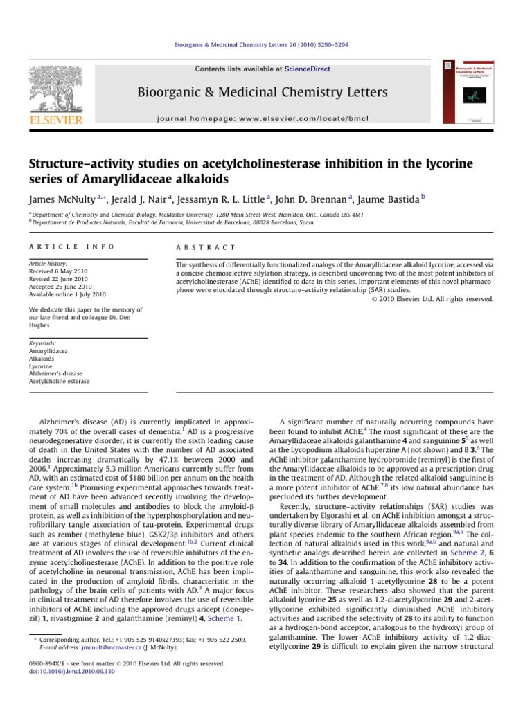 Structure-Activity Relationship Studies On Acetylcholinesterase ...