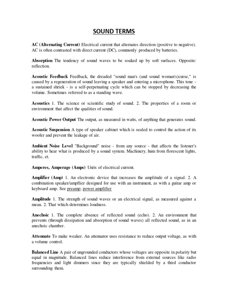 Sound Terms | PDF | Microphone | Loudspeaker
