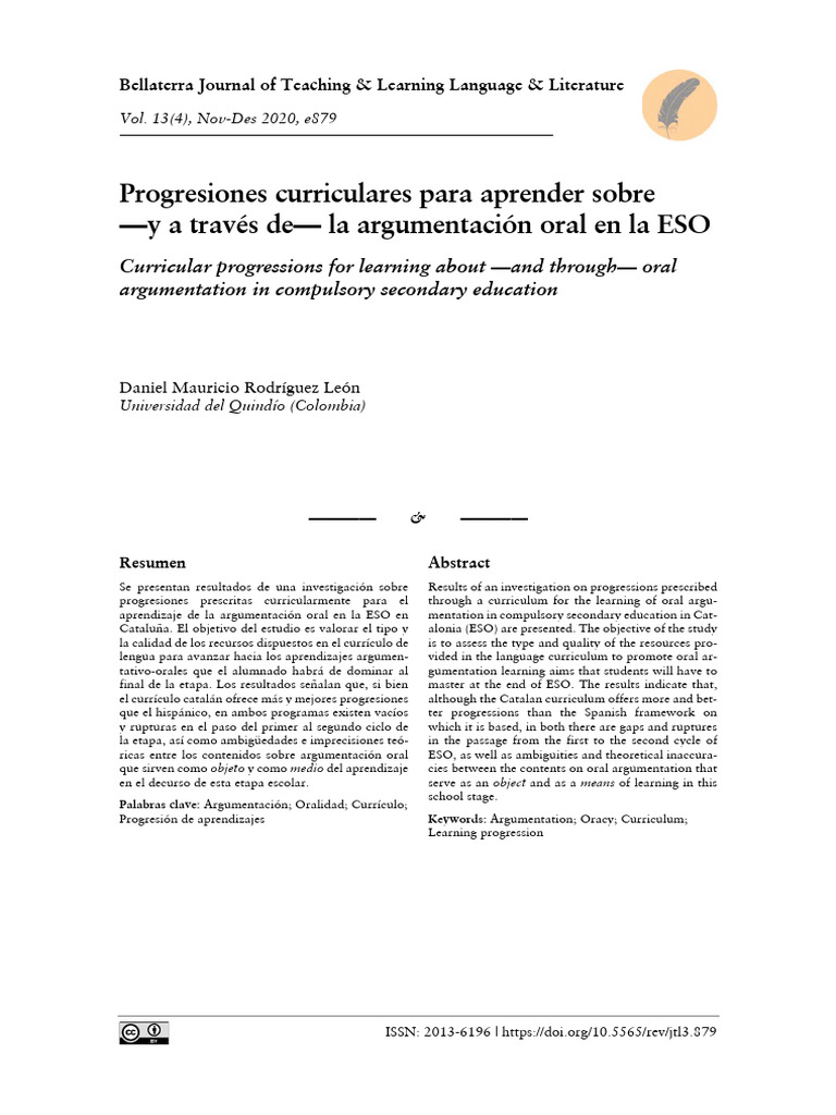 5 Curricular Progressions For Learning About —and Through— Oral Argumentation In Compulsory