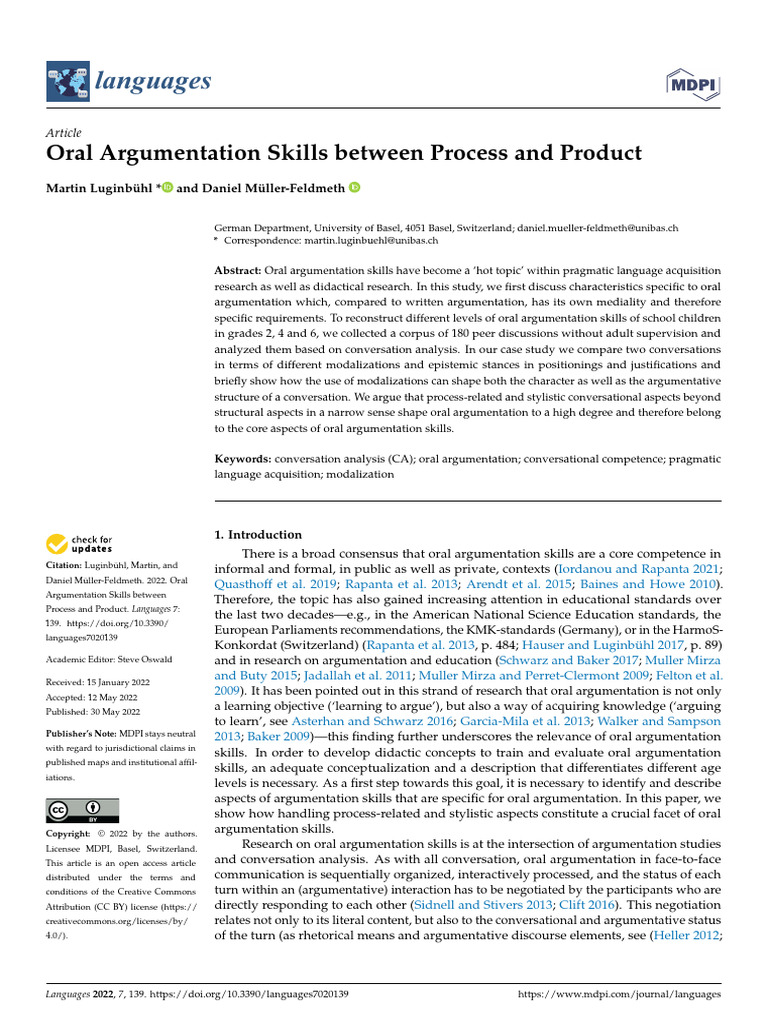 7 Oral Argumentation Skills Between Proces | Download Free PDF | Argument | Knowledge