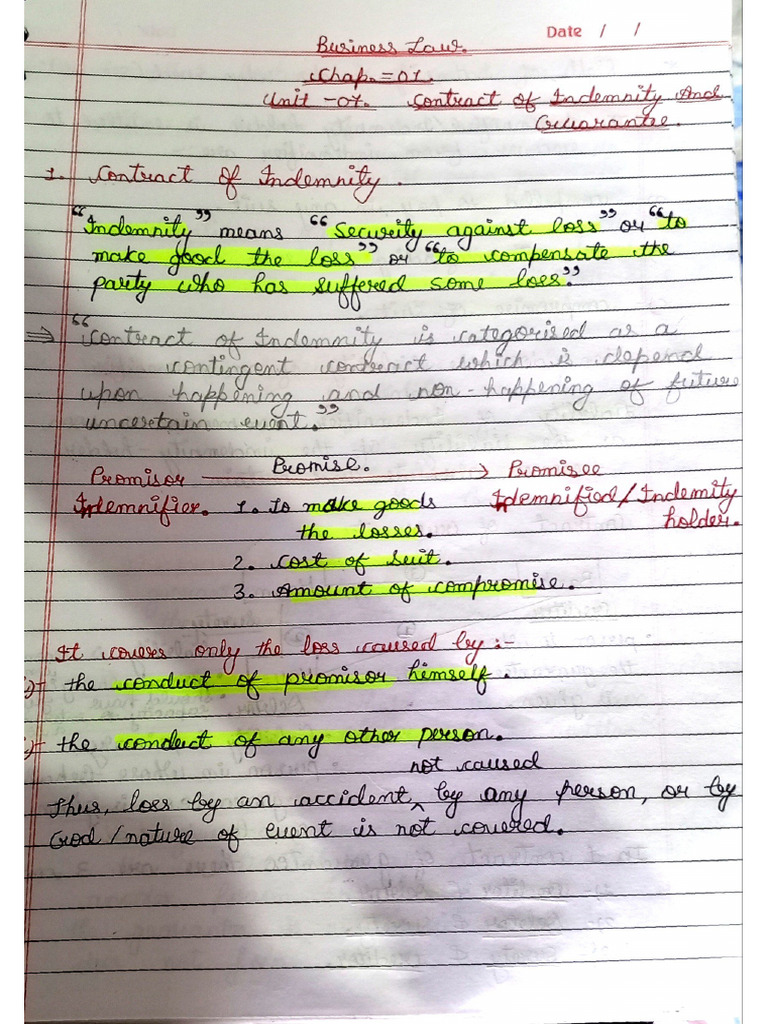 Contract Of Indemnity And Guarantee Pdf