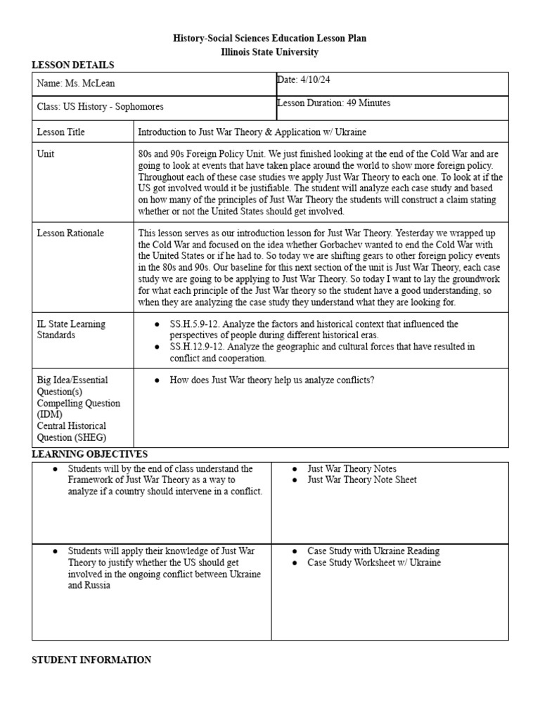 Observation 3 Lesson Plan 2 | PDF | Cognition