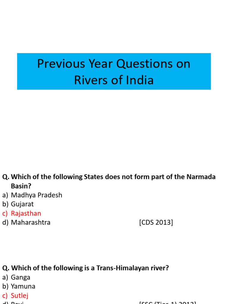 Previous Year Questions | PDF | Topography | Aquatic Ecology