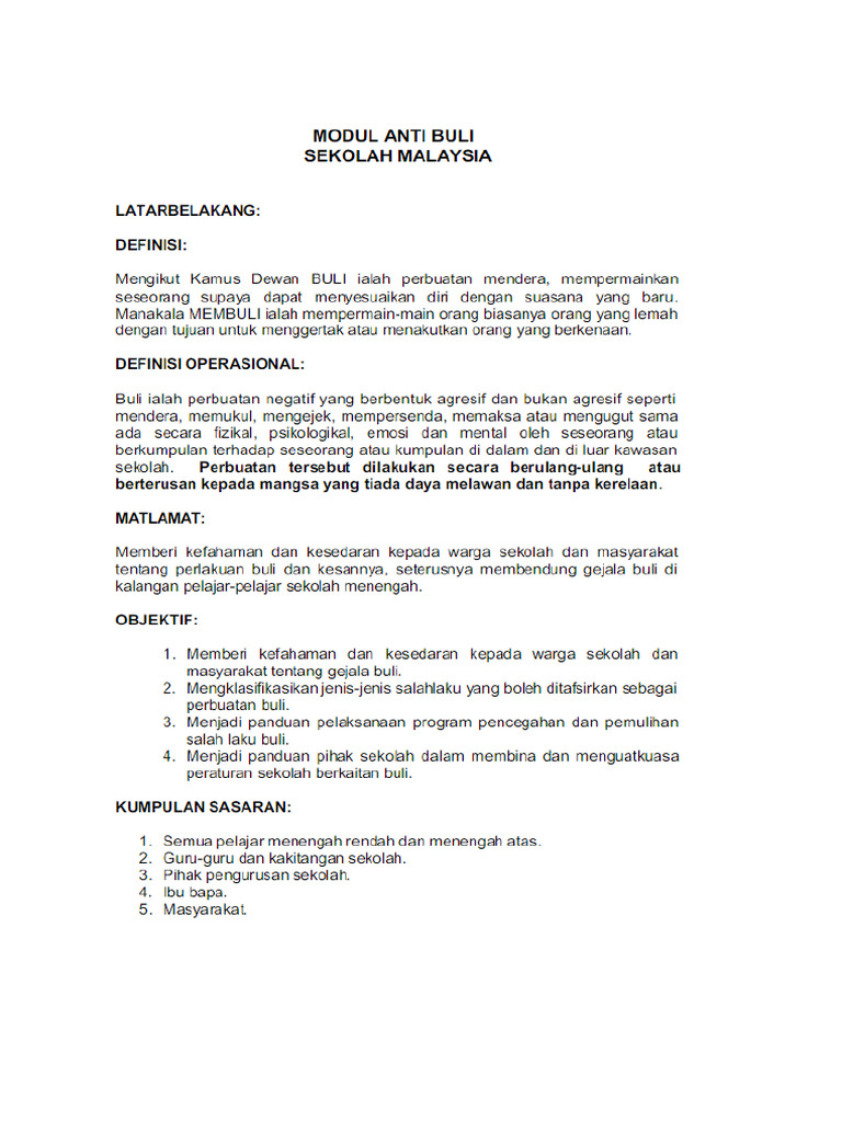 Modul Anti Buli | PDF