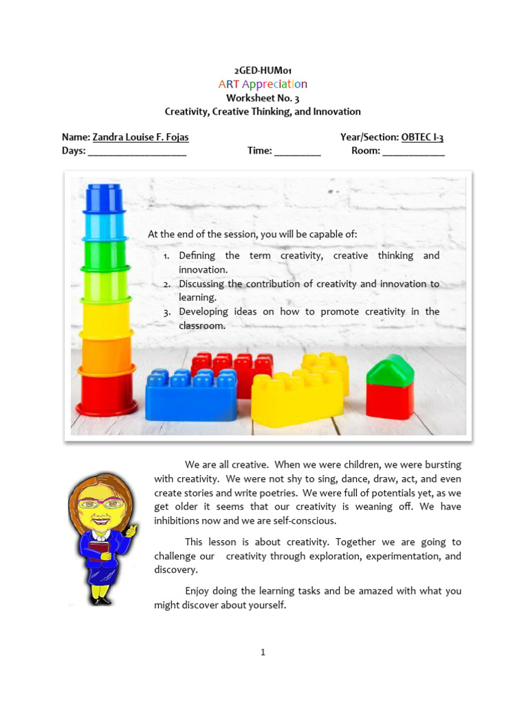 Worksheet 3 | Download Free PDF | Creativity | Metacognition